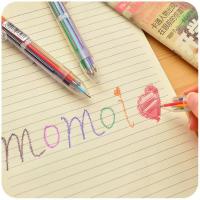 China Six-Color Bullet Tip Pens 0.7mm Refill See-through Ball Pens for Journal Kids for sale