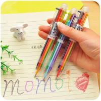 China Six-Color Bullet Tip Pens 0.7mm Refill See-through Ball Pens for Journal Kids for sale