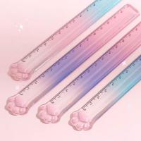 China Twingo Cat Claw Ruler Student Creative Stationery Gradient Color Plastic Ruler for sale