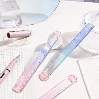 China Twingo Cat Claw Ruler Student Creative Stationery Gradient Color Plastic Ruler for sale