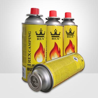China 65mm 400ml Butane Gas Canister for BBQ Stove - 0.35mm Tinplate Construction with Custom Printing for sale