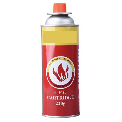 China 65mm Butane Gas Canister 220g Portable Camping Stove Fuel Tin Can for BBQ for sale