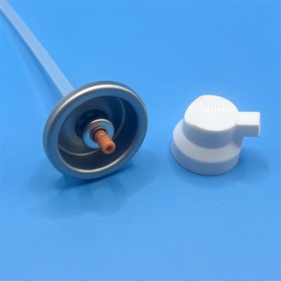 China Custom Dip Tube Shaving Foam Aerosol Valve 1 Inch Tinplate Mounting Cup Stainless Steel Spring for sale