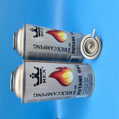 China Empty Butane Fuel Canister 360° Dual Valve Refillable Aerosol Can 250ml for Lighters Torches for sale