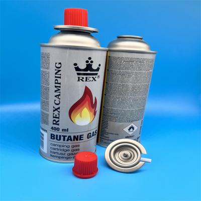 China Empty 220g Butane Gas Canister 400ml Portable Refill Tinplate for Outdoor Grills for sale