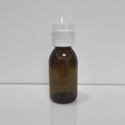 China 80ml Amber Glass Oil Bottle with Pull Ring Cap and Silk Screen Printing for sale