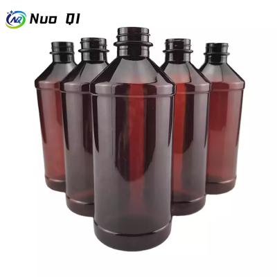 China 16oz 473ml Amber PET Wockhardt Square Bottle with CRC Cap and Label Sticker for sale