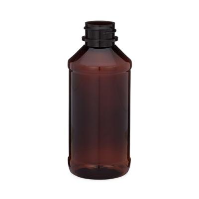 China 120ml 4oz Round Amber PET Plastic Bottle 24-400 Neck CRC Screw Cap for Screen Printing Juices for sale