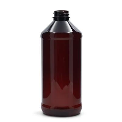 China PET Screen Printing Bottle 28-400 Neck 16 oz 500ml Amber Round Juice Container for sale