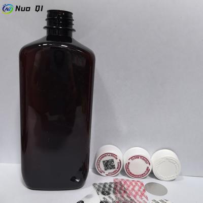 China 16oz 473ml Amber PET Cough Syrup Bottle with Alpharma Label and CRC Red Cap for sale