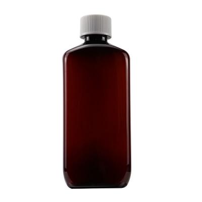 China 16oz Amber Plastic Bottle with Red Screw Cap Seal for Silk Screen Printing Empty for sale