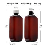 China 16oz Amber Plastic Bottle with Red Screw Cap Seal for Silk Screen Printing Empty for sale