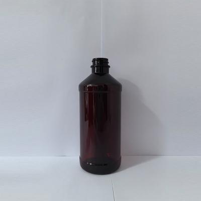 China Screen Printed Label for 16oz 473ml Amber Plastic Bottle Liquid Oral Medicine Screw Cap for sale