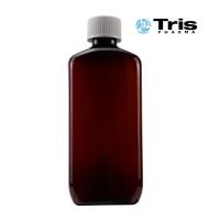 China 16oz PET Square Amber Oral Solution Bottle with CRC Cap 500ml Pharmaceutical Grade for sale