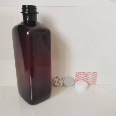China PET Amber Plastic Bottles 16oz 500ml Industrial Beverage Syrup Bottles with CRC Cap for sale