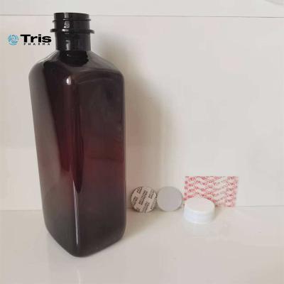 China 16oz Empty Tris Plastic Bottle with PP Cap Green Purple Label for Medicine 12 Pack for sale