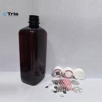 China 16oz Empty Tris Plastic Bottle with PP Cap Green Purple Label for Medicine 12 Pack for sale