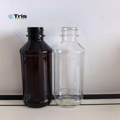 China Clear PET Plastic Bottle 115ml 4oz Pharma Empty Bottle with CRC Cap Paper Box Labels for sale