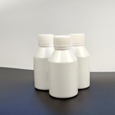 China Beverage Industrial TUSCOSED EF Syrup 125ml White Plastic Bottle with PET Collar and Printed Screw Cap for sale