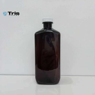 China 16oz Amber PET Arch Plastic Pint Bottles with CRC Cap Foil Seal for Medicine Industrial for sale
