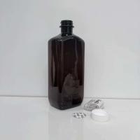 China 16oz Amber PET Arch Plastic Pint Bottles with CRC Cap Foil Seal for Medicine Industrial for sale