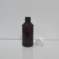 China Amber PET Round Bottle 115ml 4oz with Screw Cap Foil Seal for Skin Care Serum Packaging for sale