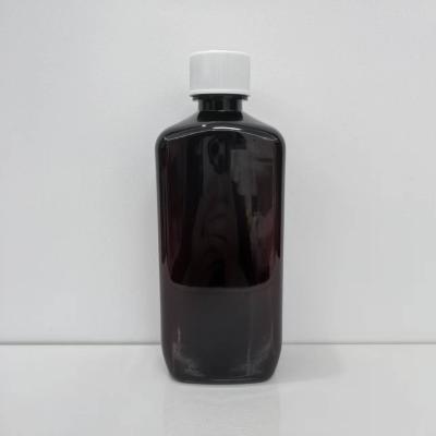 China PET 500ml Square Amber Bottle with Screw Cap Red Label Shrink Band Foil Seal for sale