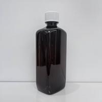 China PET 500ml Square Amber Bottle with Screw Cap Red Label Shrink Band Foil Seal for sale