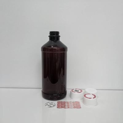 China 500ml Round PET Amber Bottle with Red Writing Cap for Screen Printing for sale