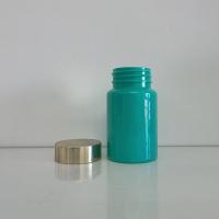 China 90ml Green PET Plastic Bottle with Gold Plated Aluminum Screw Cap for Pill Candy Packaging for sale