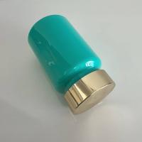 China 90ml Green PET Plastic Bottle with Gold Plated Aluminum Screw Cap for Pill Candy Packaging for sale
