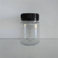 China 200ml 250ml Round PET Plastic Bottle with Black Anti Theft Screw Cap for Food Packaging for sale