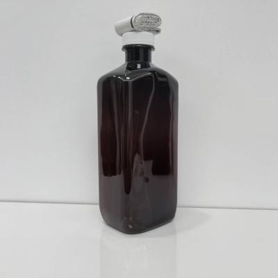 China 473ml PET Plastic Cough Syrup Bottles with Screw Cap Foil Seal Tris Label Booklet for sale