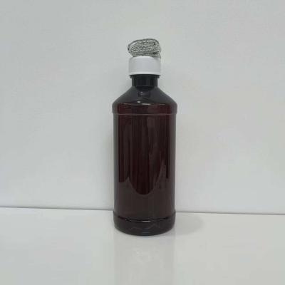 China 28mm Neck 16oz Amber Plastic Bottle for Liquid Medicine Packaging with Sticker Labeling for sale