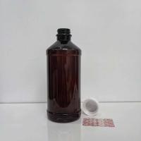 China 28mm Neck 16oz Amber Plastic Bottle for Liquid Medicine Packaging with Sticker Labeling for sale