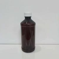 China 28mm Neck 16oz Amber Plastic Bottle for Liquid Medicine Packaging with Sticker Labeling for sale