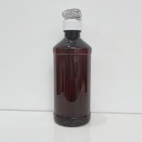 China 473ml Amber Glass Cough Syrup Bottle with CRC Red Caps for Liquid Medicine Packaging for sale