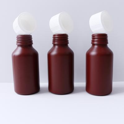 China 100ml Brown Amber HDPE Glossy Plastic Bottle with CRC Cap for Medical Packing for sale