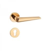 China Aurora Modern Brass Door Handles Wear Resistant 24k Gold Finish for sale