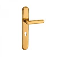 China Leica Brass Entry Door Handle 24k Gold Finish Popular Design for sale