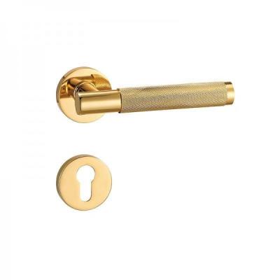 China 24k Gold Brass Door Locks And Handles / Interior Door Handles Anti Scratch for sale