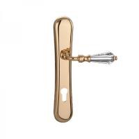China Vintage Hourglass Brass Front Door Handle With Lock / Lever Lock Handle for sale