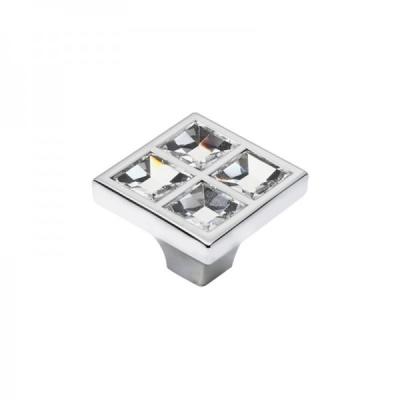 China Corrosion Resistant Zinc Cabinet Handles Chrome Square Cabinet Knobs for sale