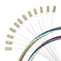 China Customized Lengths 12 Cores LC/APC Singlemode Fiber Optic Pigtail for FTTN Connection for sale