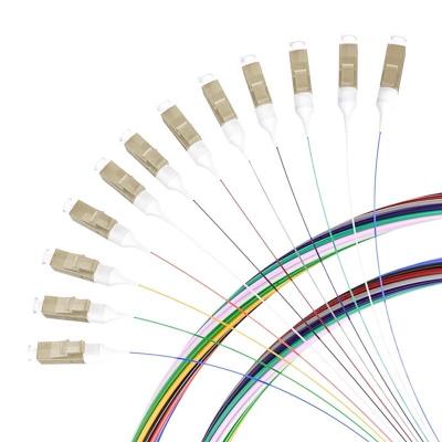 China Customized Lengths 12 Cores LC/APC Singlemode Fiber Optic Pigtail for FTTN Connection for sale