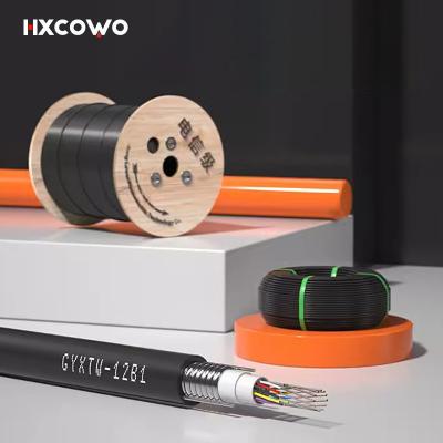 China High Speed HXCOWO Aerial Single Mode GYXTW Outdoor 12Core G652D Tube HDPE Jacket Armoured Fiber Optical Cable for sale
