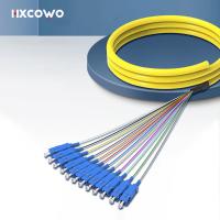 China HXCOWO SC Fanout SM 12 Core Fiber Optic Bundle Pigtail PVC LSZH Wavelength 850nm/1310nm/1550nm for sale