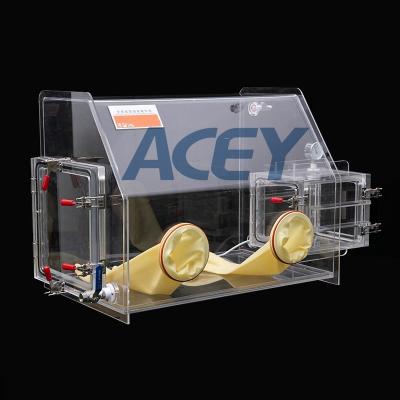 China OEM Small Size Dustproof Acrylic Vacuum Glove Box For Battery Research for sale