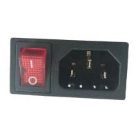 China 15A 250V Panel Mount IEC C14 Inlet Socket with Boat Shape Rocker Switch for sale