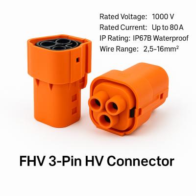 China IP67B EV Connector 3-Pin Plastic 1000V 80A for Battery A/C PTC for sale